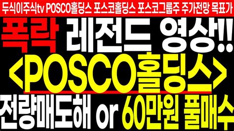 포스코홀딩스 폭락 레전드 영상 전량매도해 60만원 풀매수박아 Feat두식이주식tv Posco홀딩스주가전망 포스코