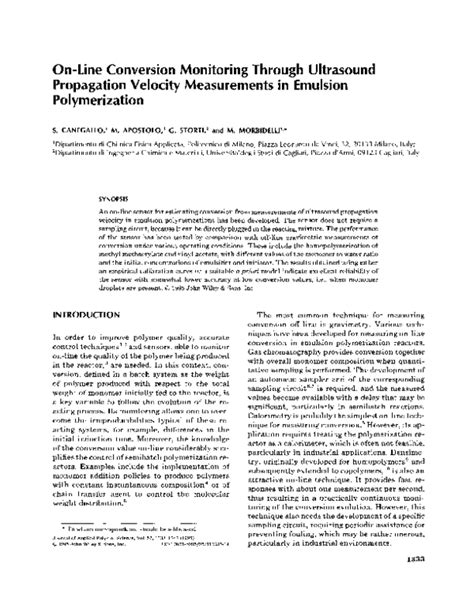 Pdf On Line Conversion Monitoring Through Ultrasound Propagation