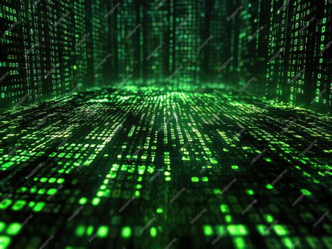 Futuristic Digital Matrix Background With Binary Code Streaming Premium Ai Generated Image