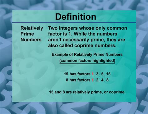 Video Definition 33 Primes And Composites Relatively Prime Numbers