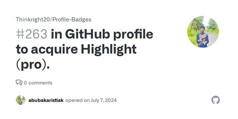 In Github Profile To Acquire Highlight Pro · Issue 263