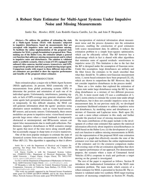 Pdf A Robust State Estimator For Multi Agent Systems Under Impulsive