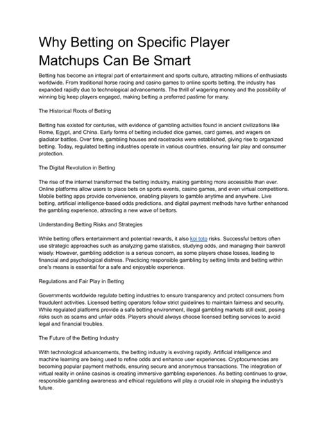 Ppt Why Betting On Specific Player Matchups Can Be Smart Powerpoint