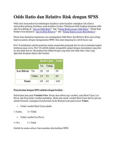 Odds Ratio Dan Relative Risk Pdf