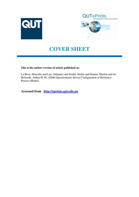 Pdf Questionnaire Driven Configuration Of Reference Process Models