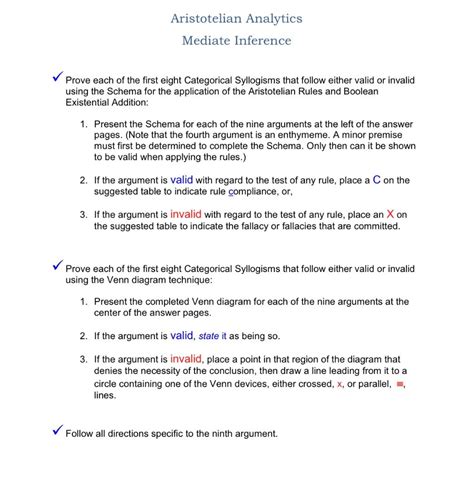 Solved Aristotelian Analytics Mediate Inference Prove Each