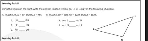 Solved Learning Task Ii Using The Figure On The Right Write The