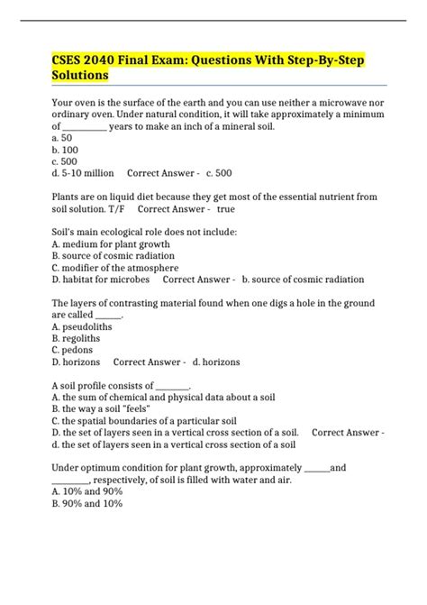 Cses 2040 Final Exam Questions With Step By Step Solutions Cses 2040