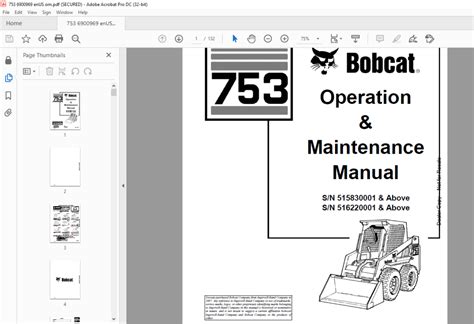 Bobcat 753 Loader Operation And Maintenance Manual 6900969 Pdf Download Heydownloads Manual