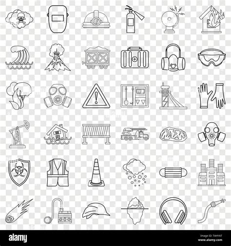 Alarming Icons Set Outline Style Stock Vector Image And Art Alamy