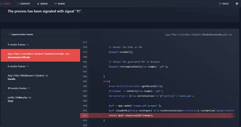 Php The Process Has Been Signaled With Signal 11 Stack Overflow