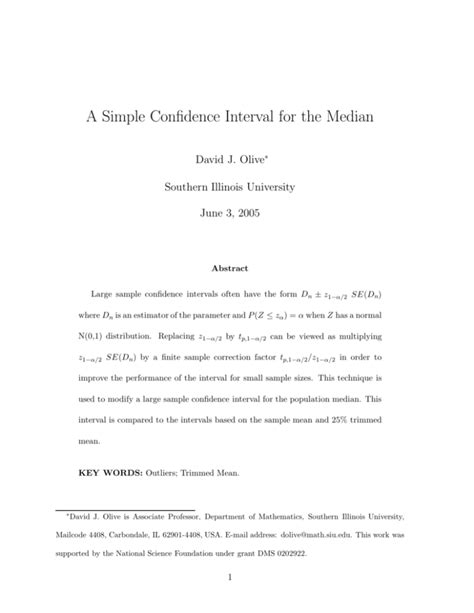 A Simple Confidence Interval For The Median