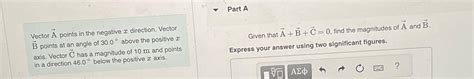 solved part avector vec a ﻿points in the negative x