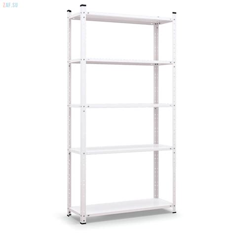 Стеллаж складской металлический, размеры 200×100×30 см, 5 полок, белый ZAF