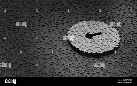 3d Rendering Metal Cubes In Shape Of Symbol Of Close Left Rounded Arrow In Circle Light Silver