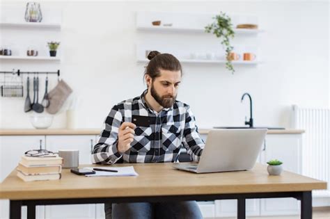Premium Photo Happy Gentleman Doing Online Banking Transaction While Working Remotely