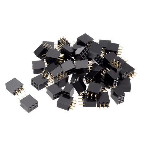 50pcs 2 54mm Pitch 2x3 Pin Double Row Straight Connector Female Pcb Board Socket