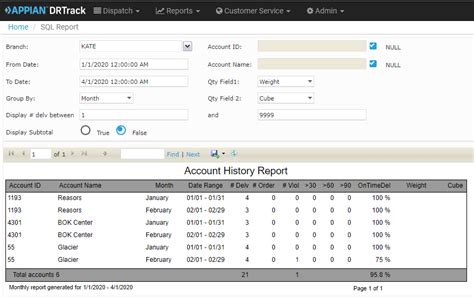Account History And Branch Summary Reports Appian Routing
