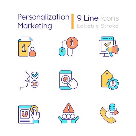 Premium Vector Personalization Marketing Rgb Color Icons Set
