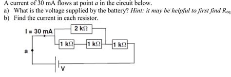 Solved A Current Of 30 MA Flows At Point A In The Circuit Chegg Com