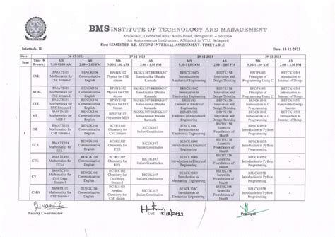1st sem ia2 time table dec 2023 pdf
