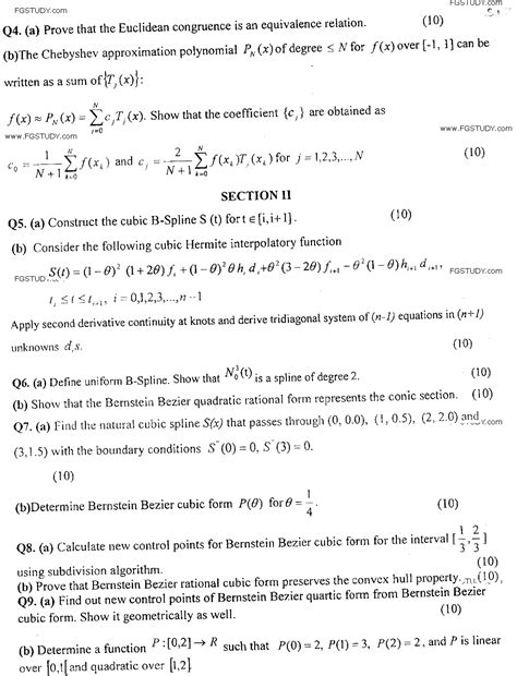 Msc Part 2 Mathematics Theory Of Approximation And Splines Past Paper 2019 Punjab University
