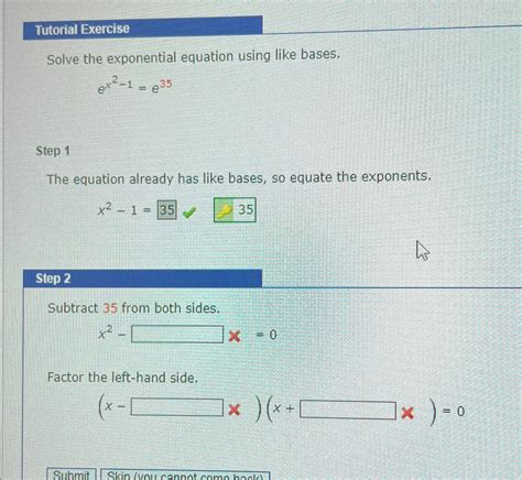 solved tutorial exercisesolve the exponential equation using