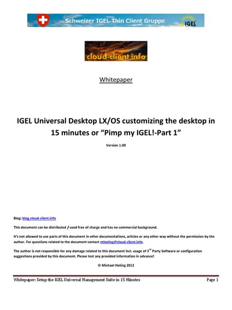 Igel Universal Desktop Lx Os Customizing The Desktop In 15 Minutes Pdf Desktop Environment