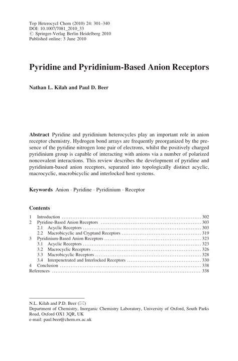 Pdf Pyridine And Pyridinium Based Anion Receptors