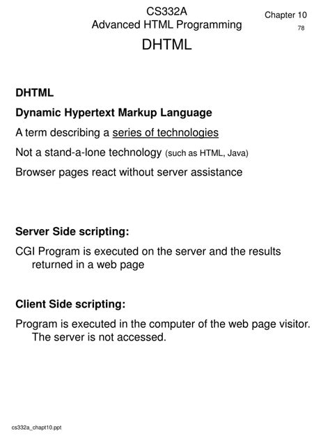 Ppt Cs332a Advanced Html Programming Powerpoint Presentation Free