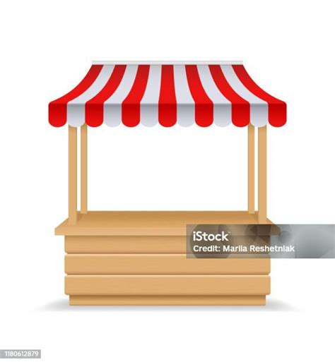 나무 시장 노점 박람회 부스 줄무늬 차양 지붕 3d 빈 키오스크 음식에 대한 고립 된 시장 부스 모형 거리 무역 야외 소매를위한 선쉐이드가있는 나무 카운터 공급 업체 마구간