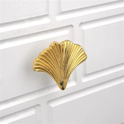 Brass Furniture Handles Ginkgo Maple Leaf Door Knobs For Cabinet