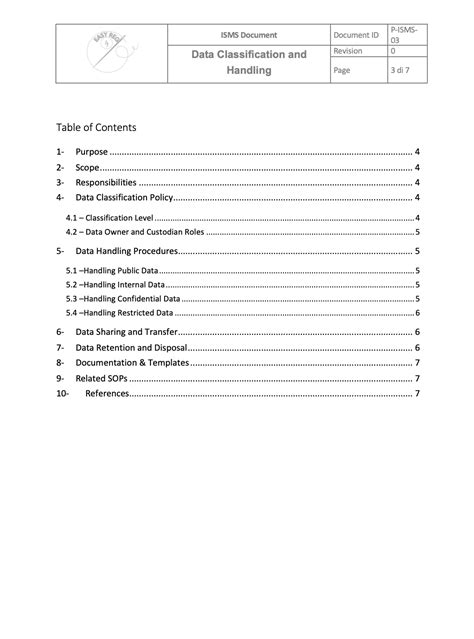 Data Classification And Handling Procedure 4easyreg