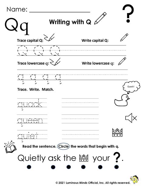 Reading Comprehension Worksheets Writing With Q