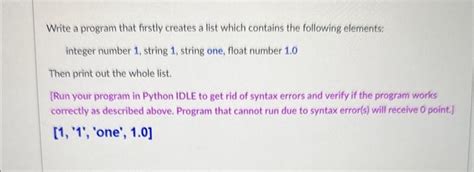solved write a program that firstly creates a list which