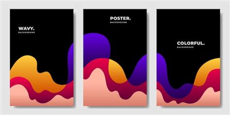 Premium Vector Colorful Abstract Wavy Background Template Copy Space Set For Poster Banner Or
