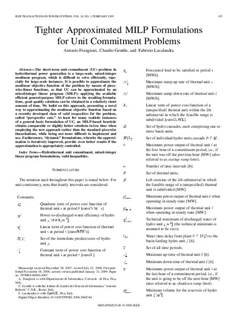 pdf tighter approximated milp formulations for unit commitment problems