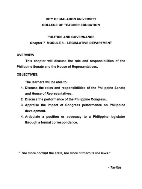 Cmu Module 8 Polgov Chap 7 Pdf United States Congress American Government