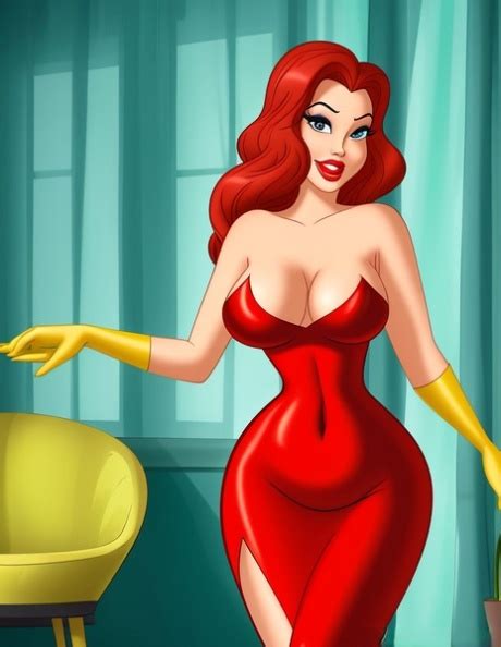Naughty Ai Generated Cartoon Female Jessica Rabbit Flaunts Her Huge Juggs