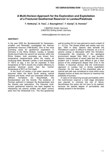 Pdf A Multi Horizon Approach For The Exploration And Exploitation Of A Fractured Geothermal
