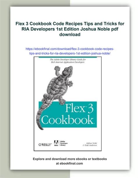 Flex 3 Cookbook Code Recipes Tips And Tricks For Ria Developers 1st