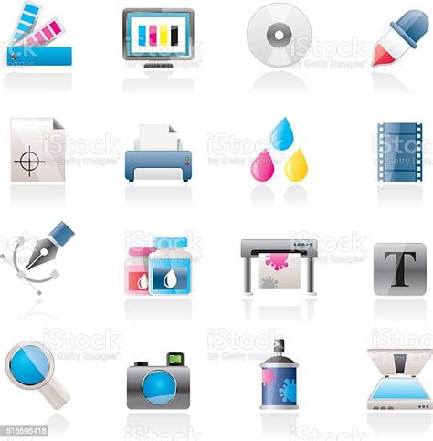 인쇄 산업 및 그래픽 디자인 아이콘 인쇄기에 대한 스톡 벡터 아트 및 기타 이미지 인쇄기 검색 계측기 교정 Istock