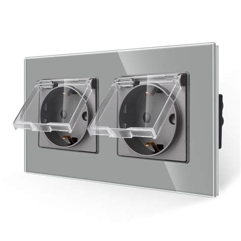 Розетка C водонепроницаемой крышкой 2 поста Встраиваемая водонепроницаемая розетка на 16А