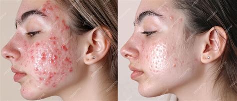 Sidebyside Comparison Of Skin Before And After Treatment Premium Ai