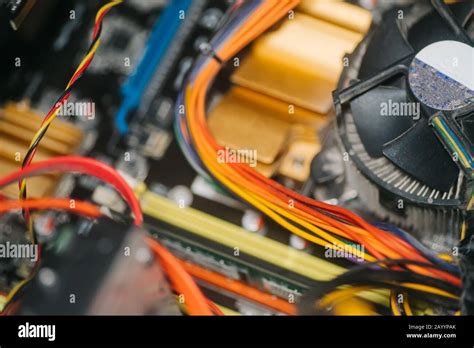 Cooler On Computer Graphics Card Dust Covered Parts Of System Block Old Graphics Card Stock
