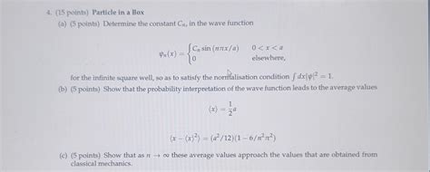 Solved 4 15 Points Particle In A Box A 5 Points