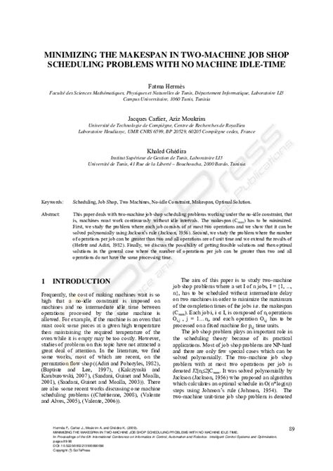 pdf minimizing the makespan in two machine job shop scheduling