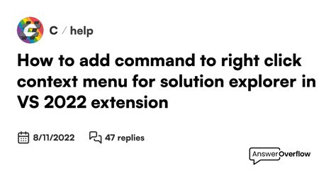 How To Add Command To Right Click Context Menu For Solution Explorer In