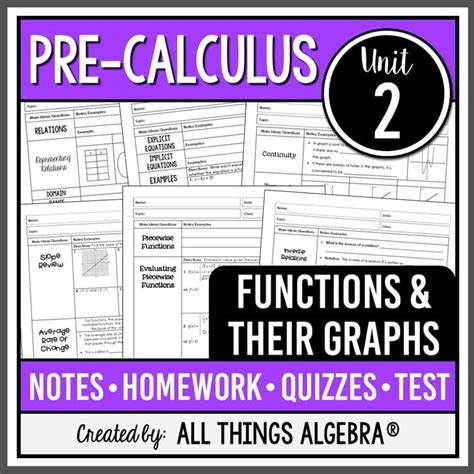 Functions And Their Graphs Precalculus Unit 2 All Things Algebra®