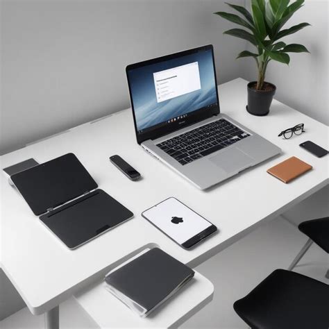 Elegant Home Office Desk Setup For Productivity And Modern Work Environment Premium Ai